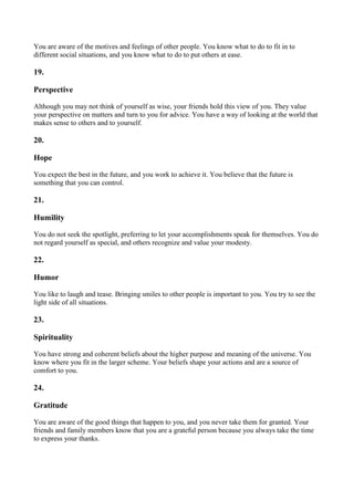 Character Strengths Profile | PDF