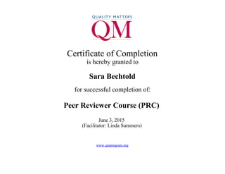 Bechtold QM PRC Certificate | PDF