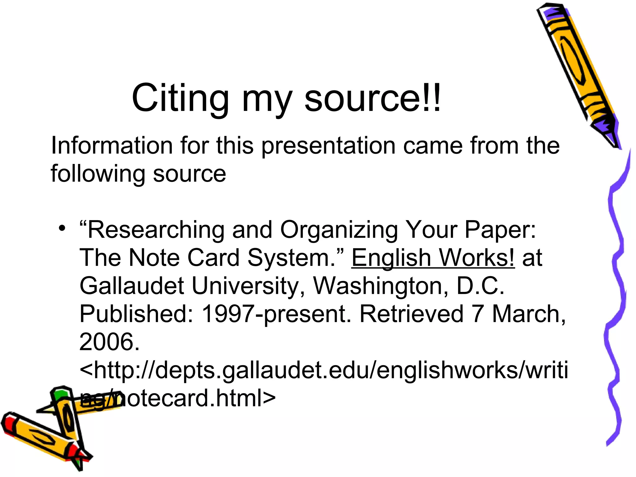Research Paper Note Cards | PPT