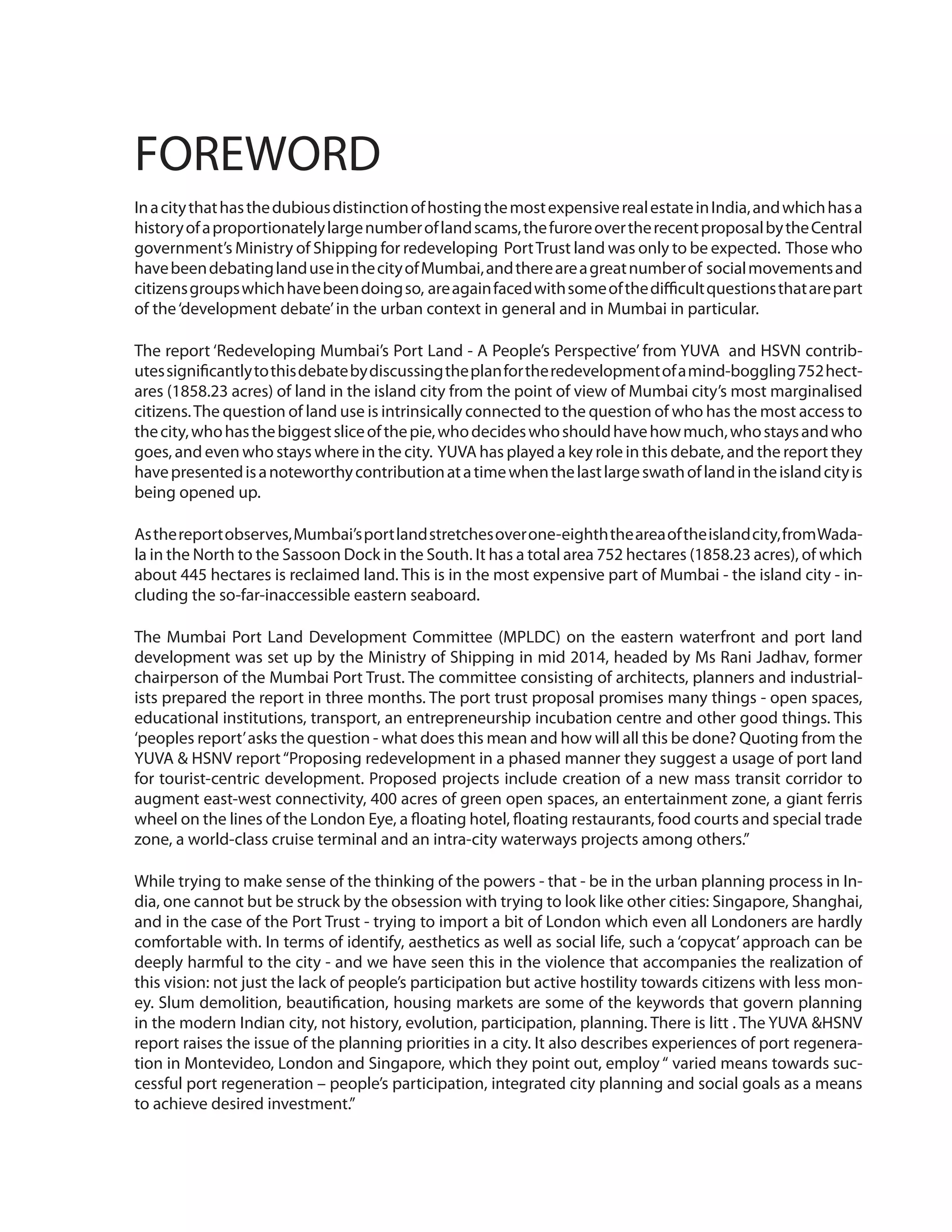 Redeveloping Mumbai's Port Land - A People's Perspective | PDF