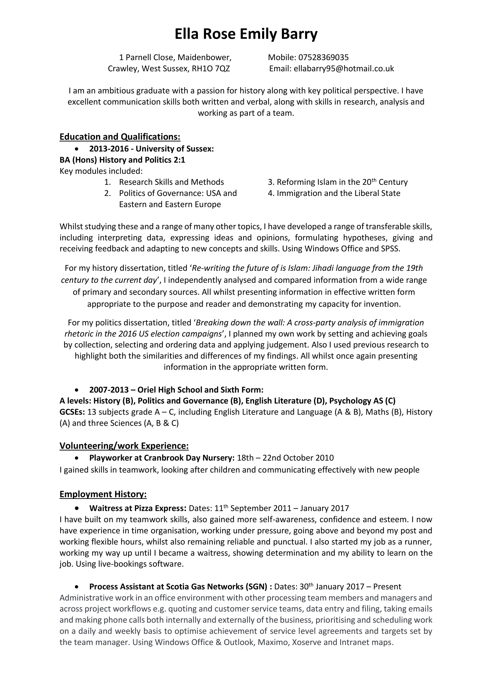 Ella Barry Academic CV | PDF