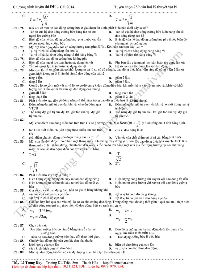 789 cau hoi ly thuyet | PDF