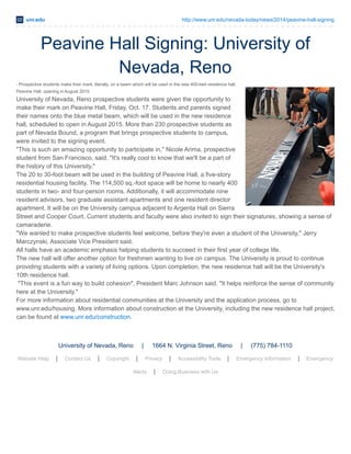unr.edu-Peavine Hall Signing University of Nevada Reno | PDF