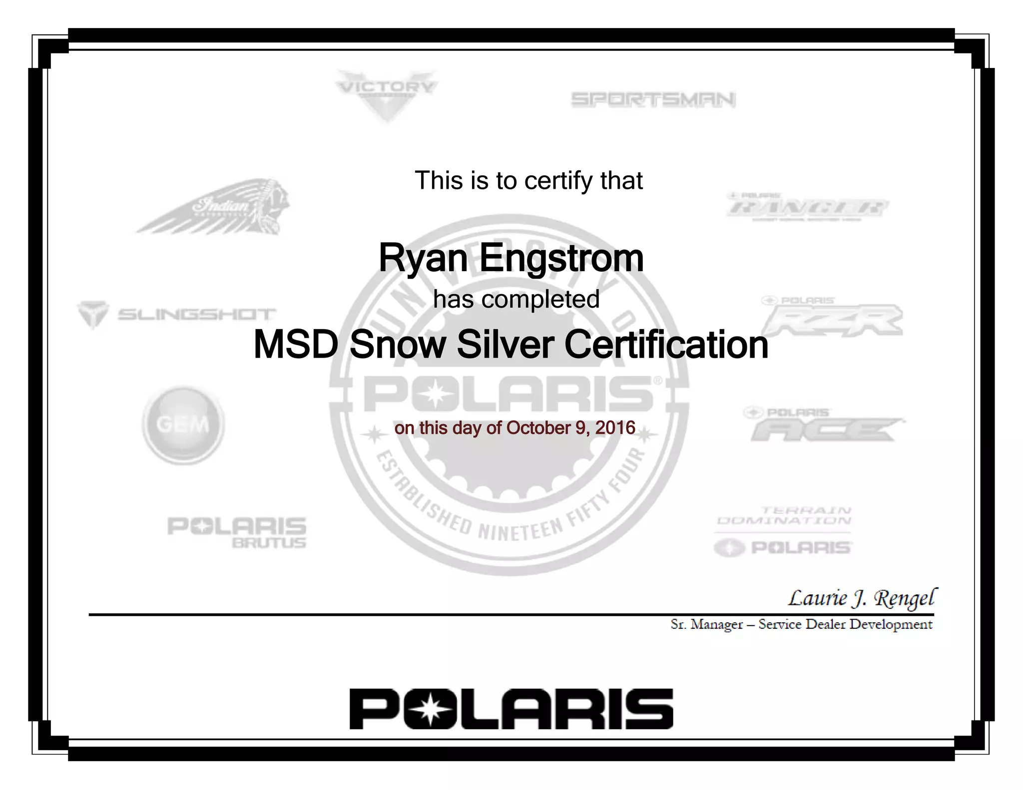 Polaris MSD Snow Silver Certification | PPT
