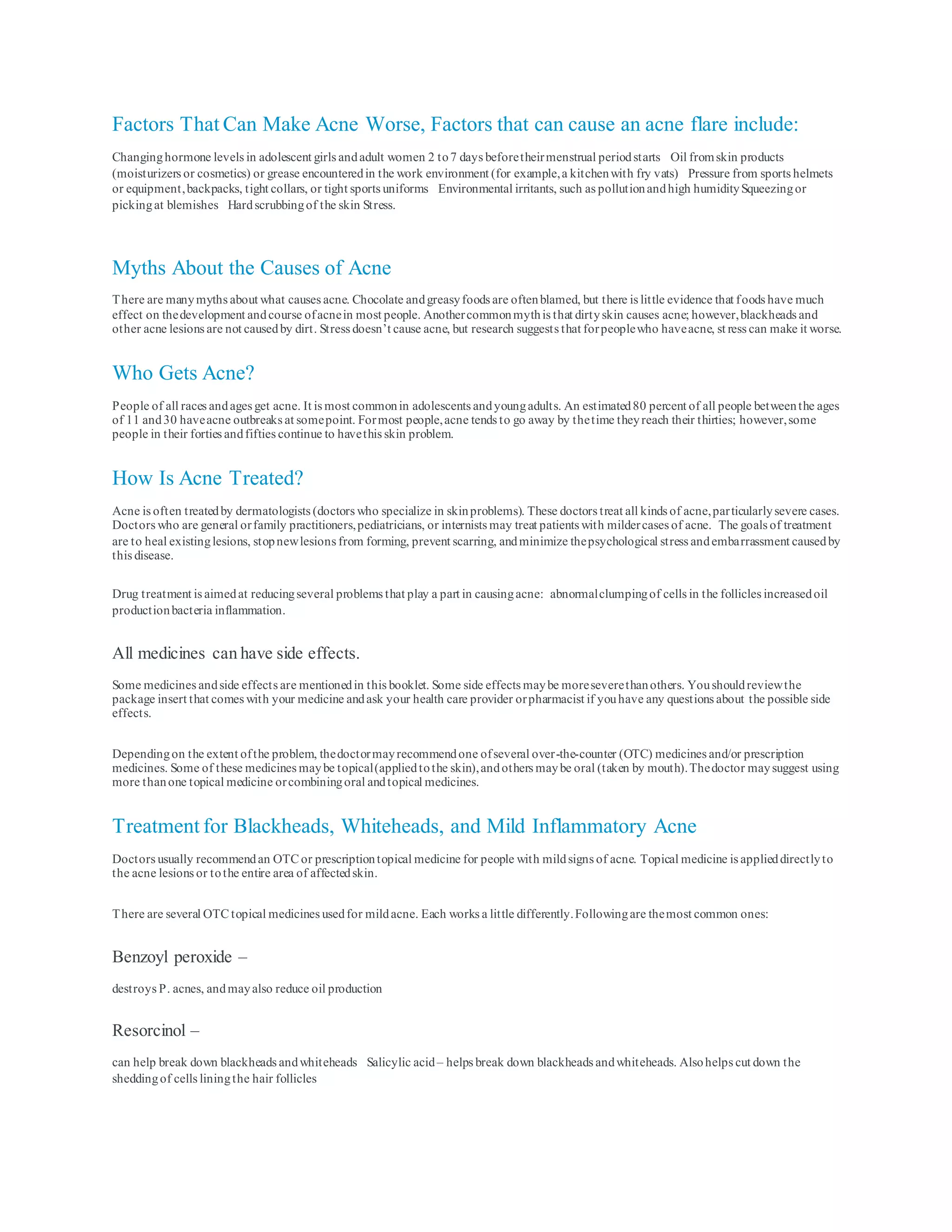 Questions & Answers About Acne | DOCX