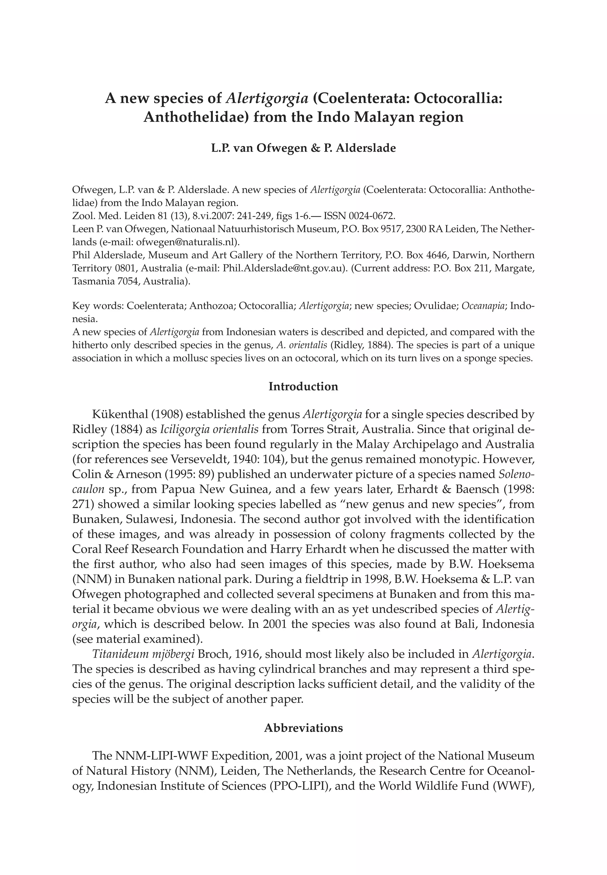 2007 -- Ofwegen and Alderslade_Alertigorgia | PDF