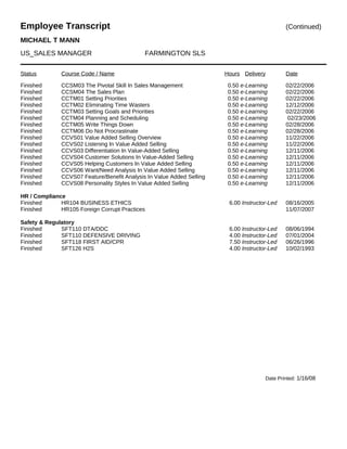 Training Transcript. | PDF | Free Download