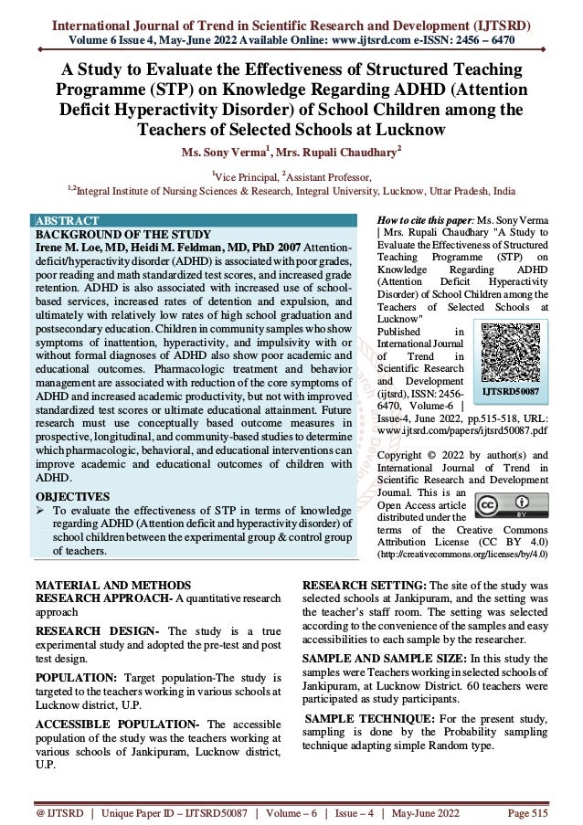 A Study to Evaluate the Effectiveness of Structured Teaching Programme ...