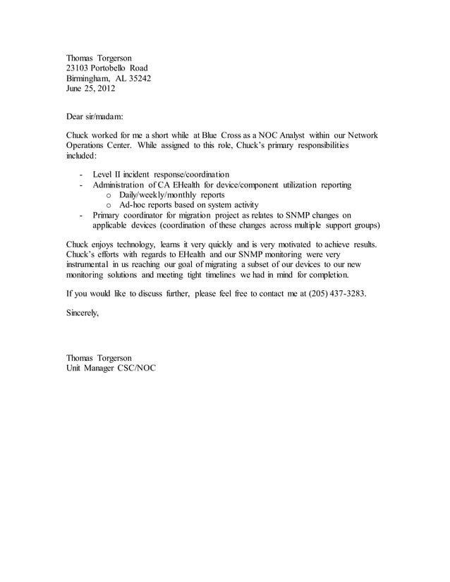 Recommendation for Chuck Roden | DOCX | Technology & Computing