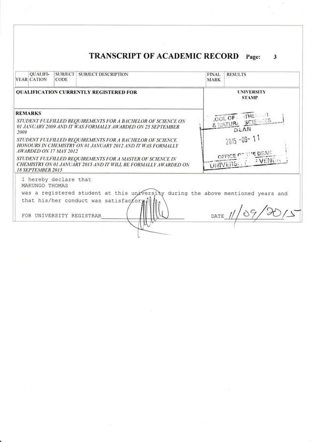 Academic Transcripts Latest | PDF | Chemistry | Science