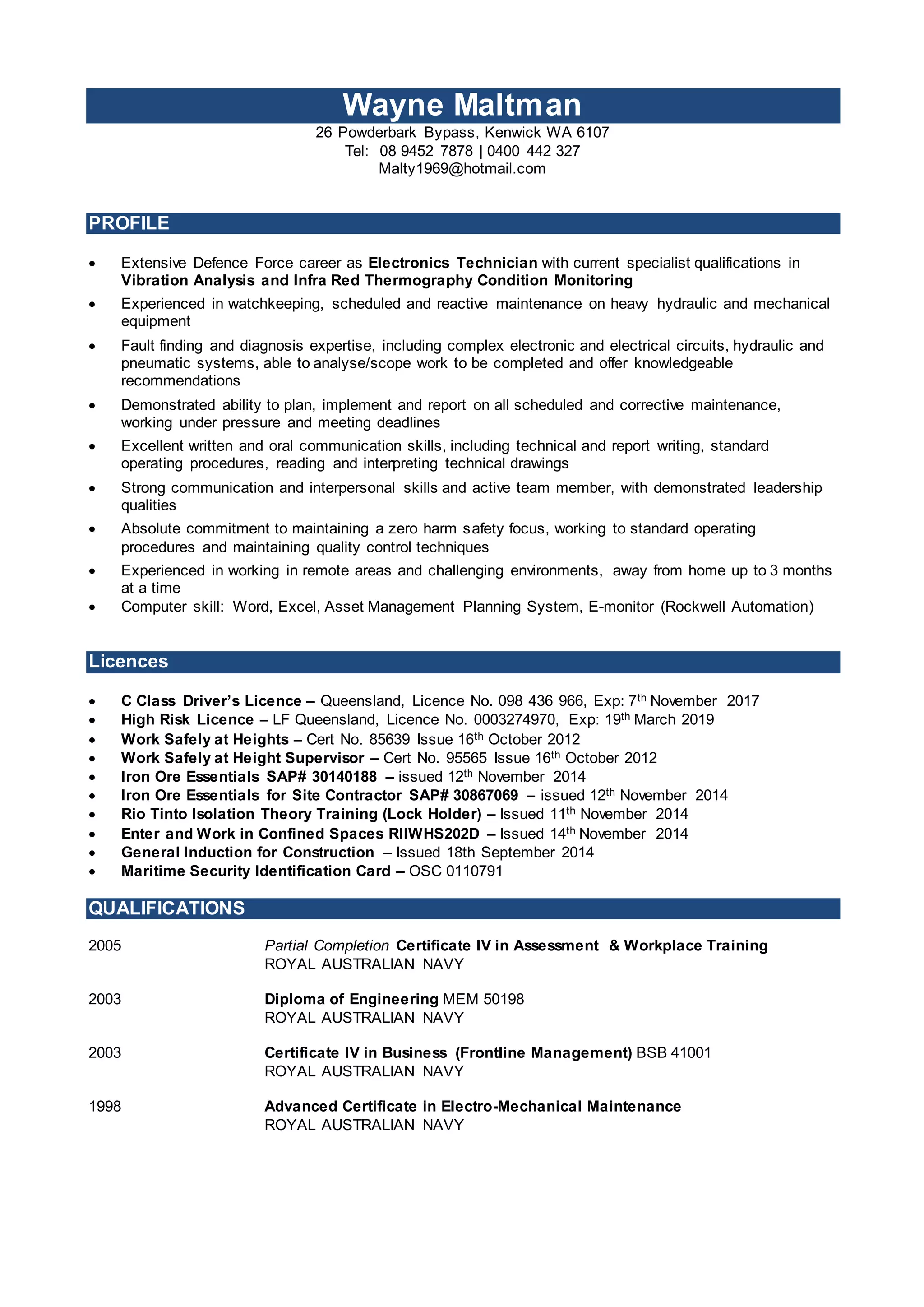 Maltman Wayne Resume Defence | PDF