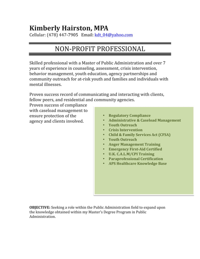 Kimberly Hairston, MPA | PDF