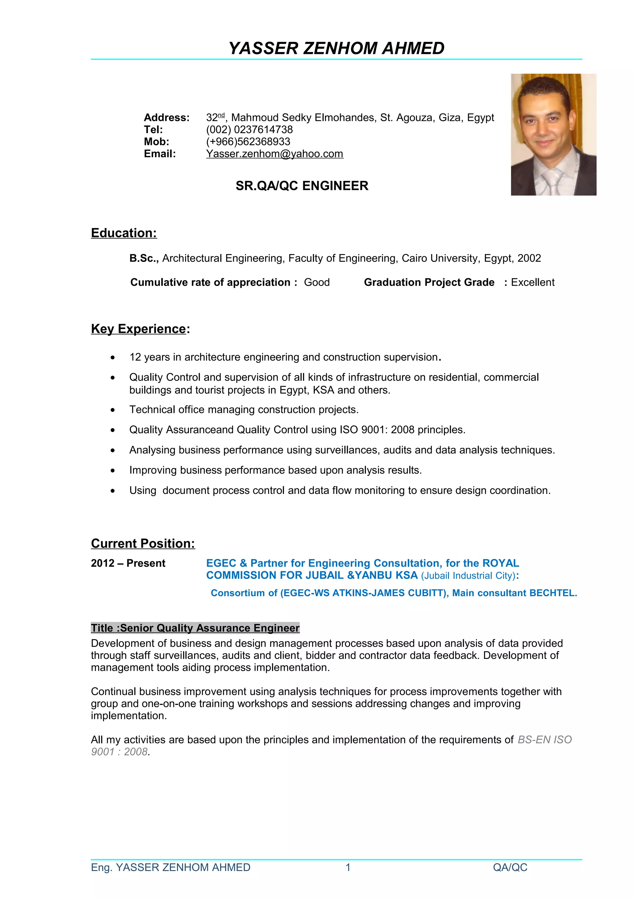 CV Eng Yasser Zeinhom Mohamed A | DOC