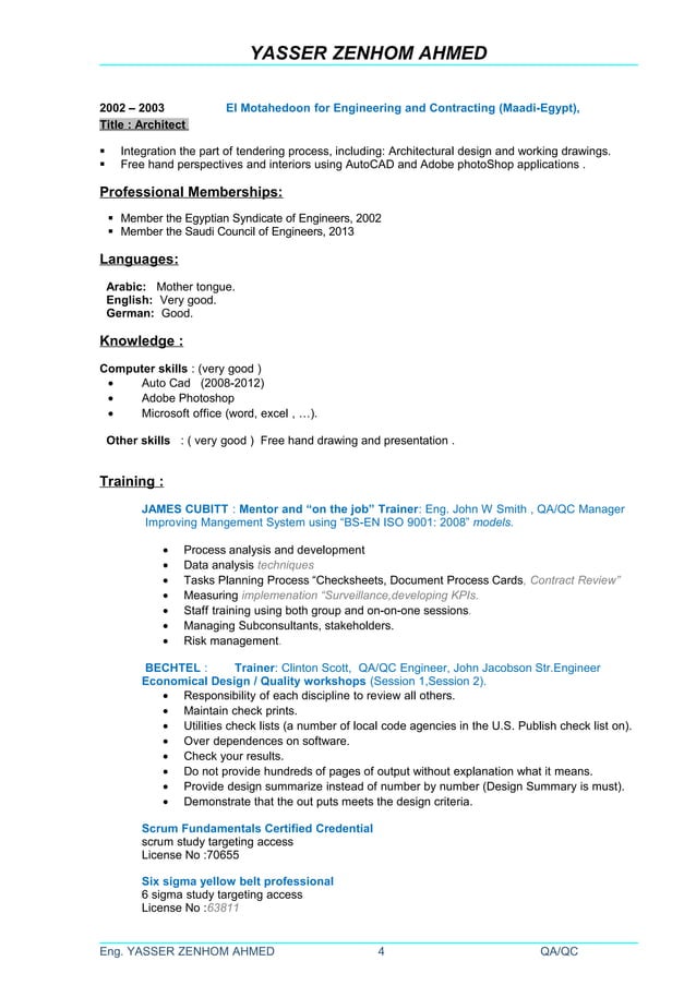 CV Eng Yasser Zeinhom Mohamed A | DOC