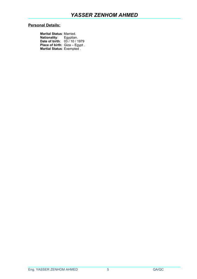 CV Eng Yasser Zeinhom Mohamed A | PDF