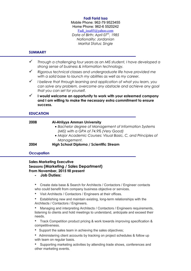 Fadi Issa CV Doc | DOC