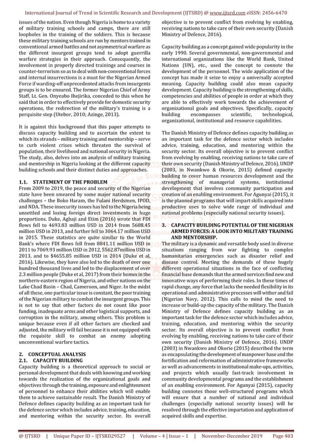 Capacity Building of the Nigerian Armed Forces and Security Challenges | PDF