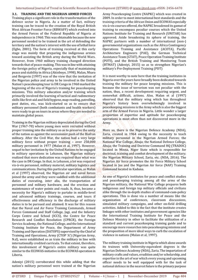 Capacity Building of the Nigerian Armed Forces and Security Challenges | PDF