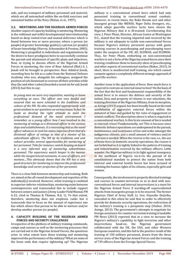 Capacity Building of the Nigerian Armed Forces and Security Challenges | PDF