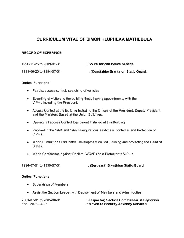 CV- SH Mathebula only final | DOC