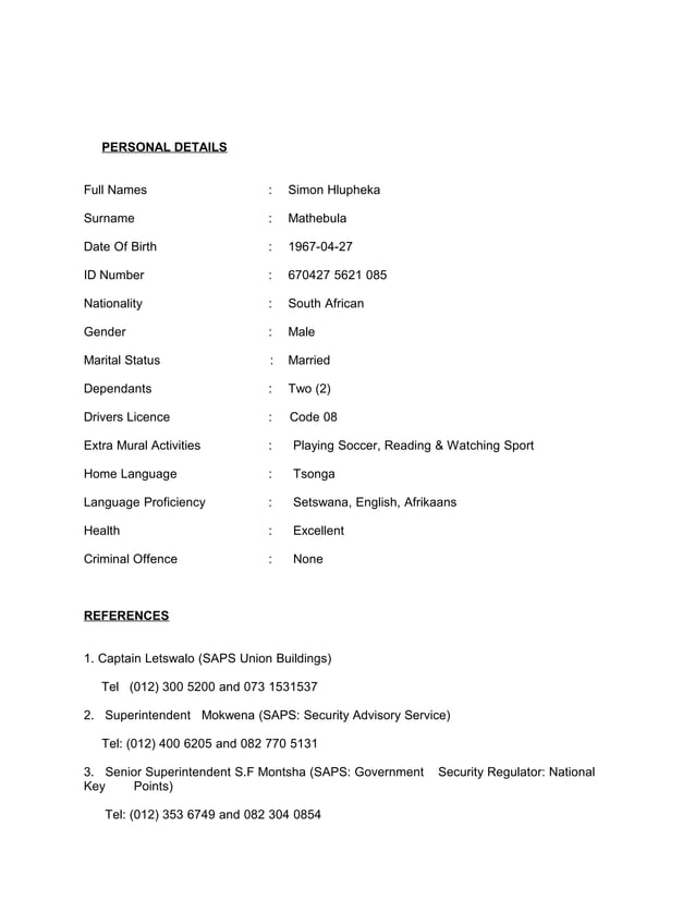 CV- SH Mathebula only final | DOC