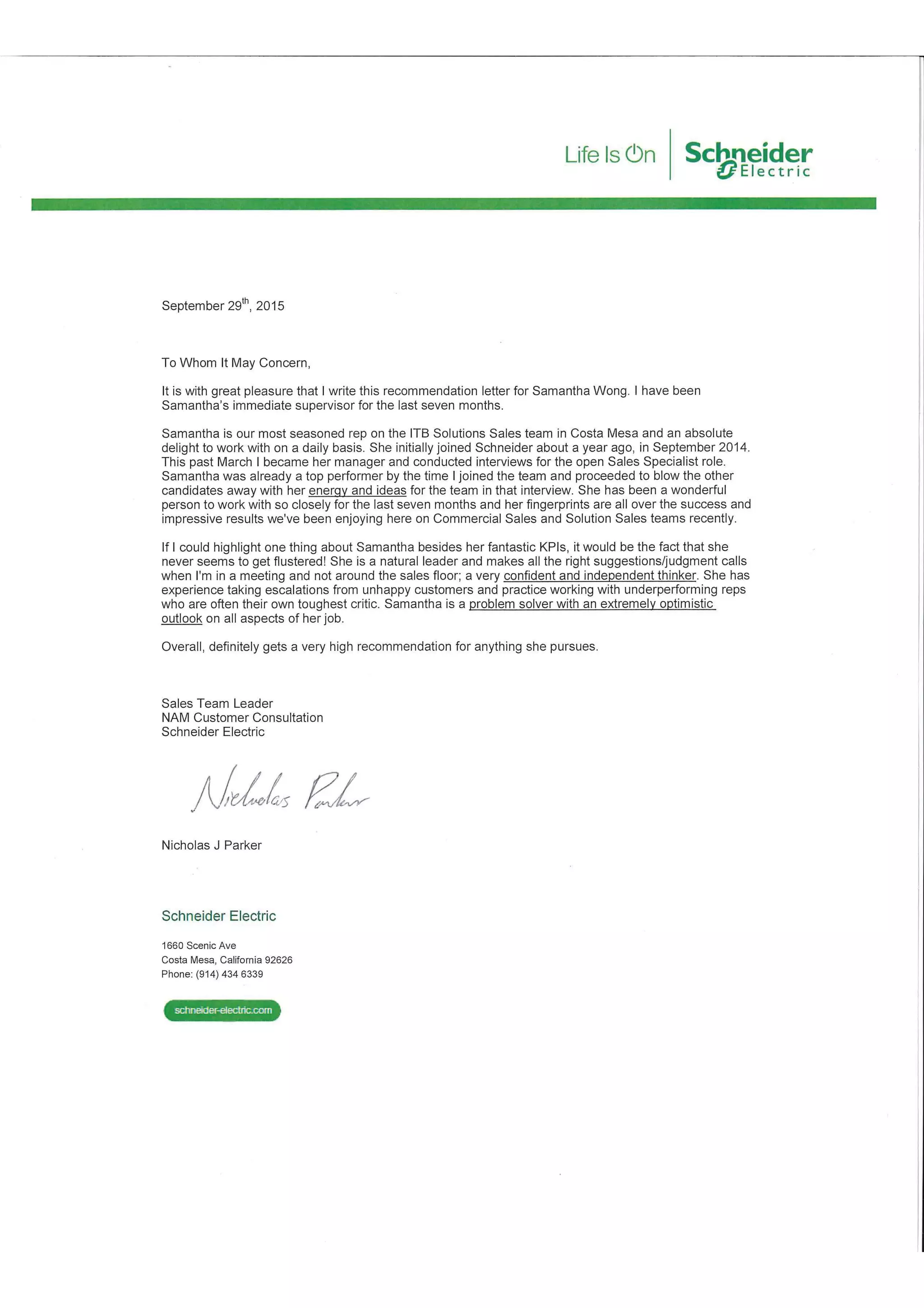 Letter of Rec - Nick Parker | PDF