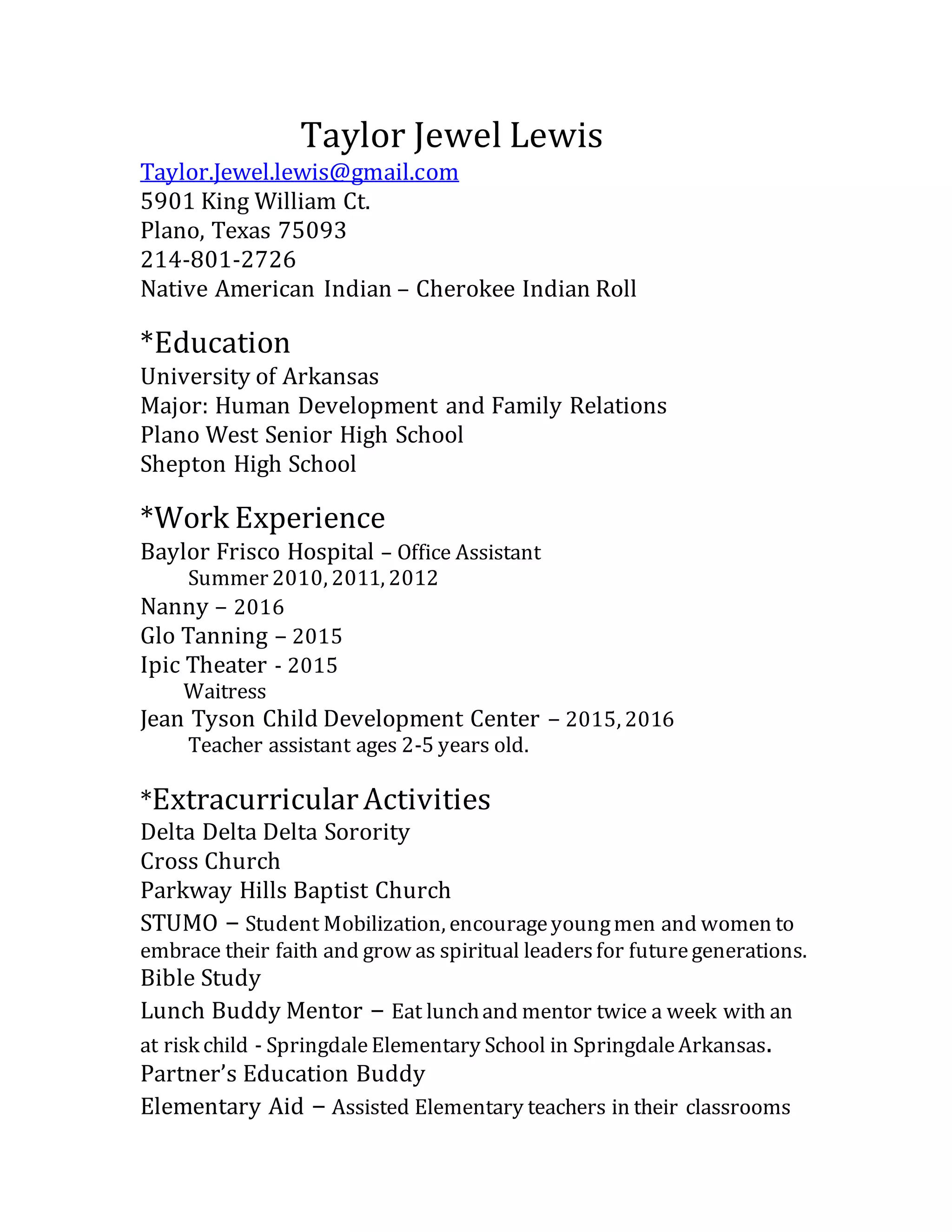 Taylor Jewel Lewis- Resume | DOCX