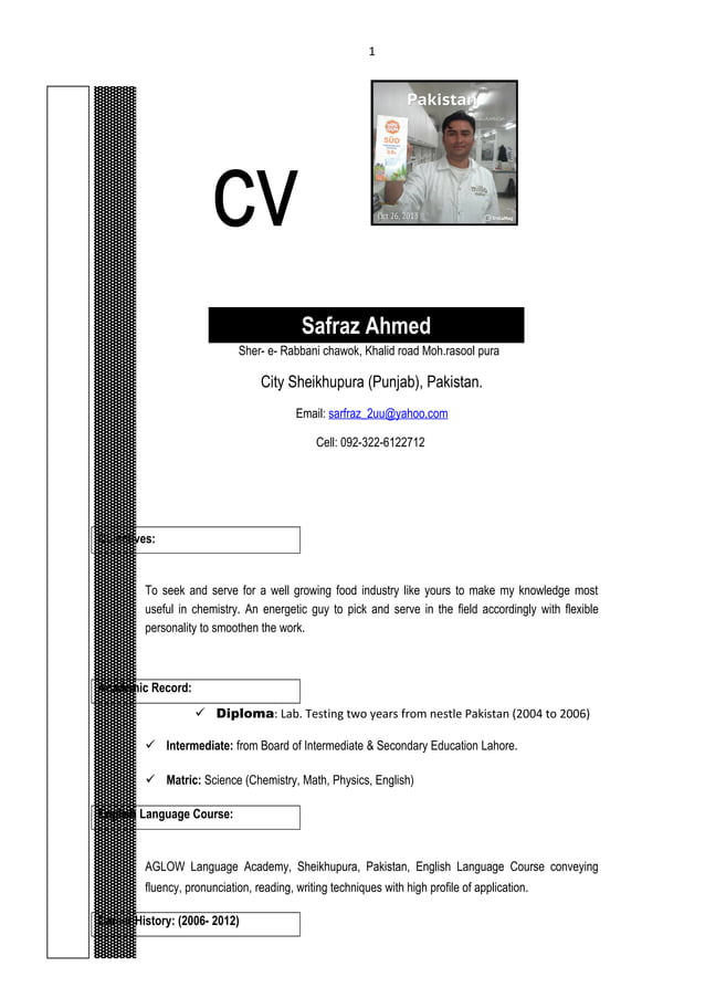 Sarfraz Ahmed CV (1) | PDF