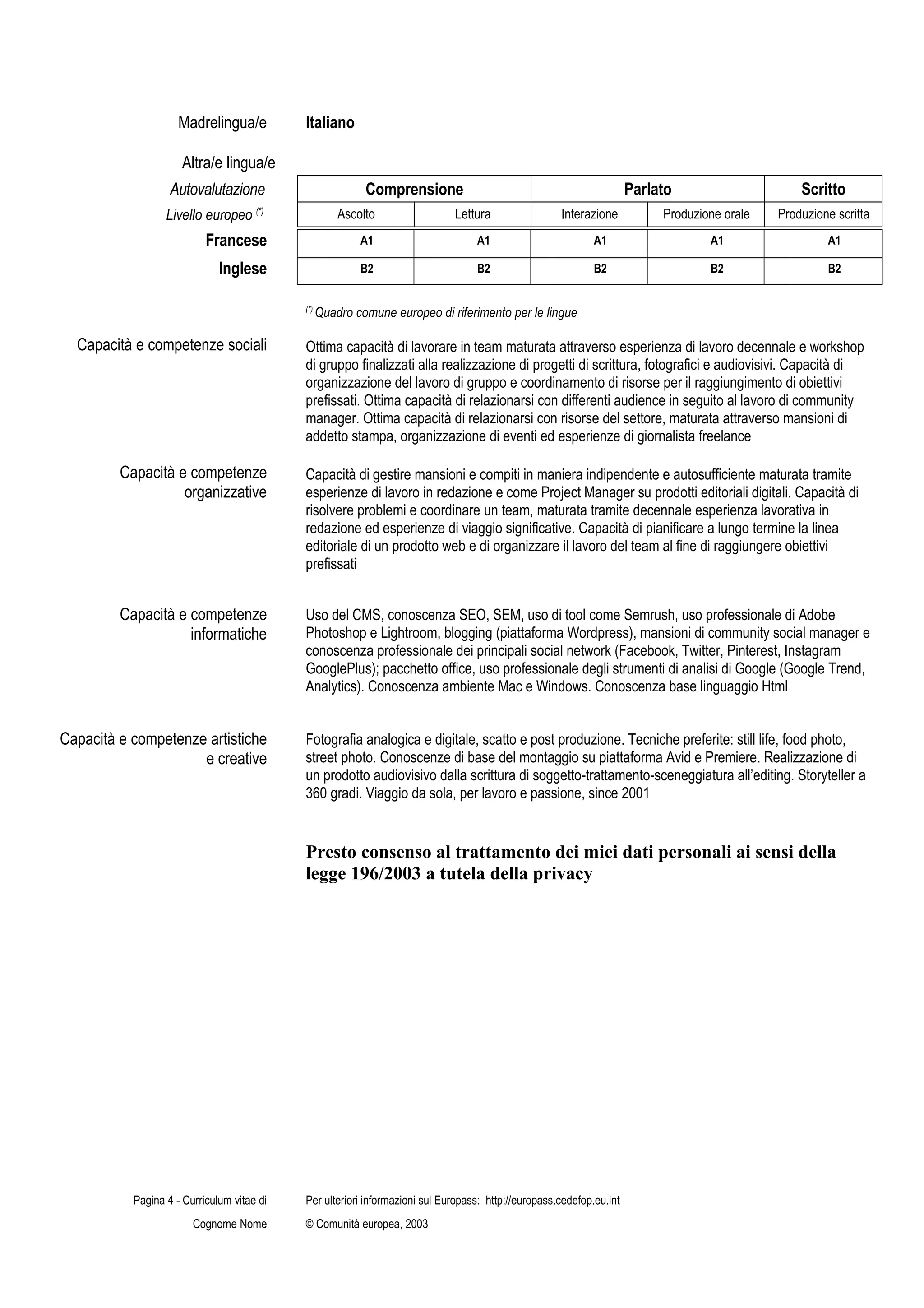 Laura Cappelli CV | ODT