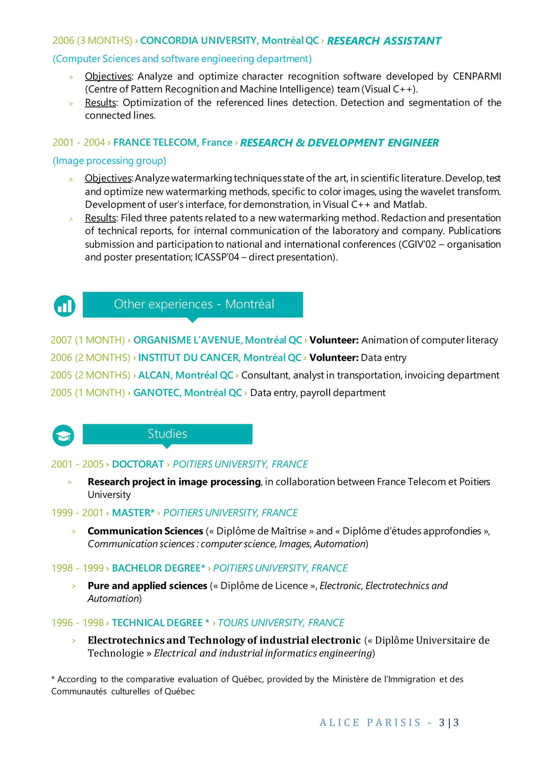 CV_AliceParisis_en1 | DOCX | Civil Engineering Industry | Industries