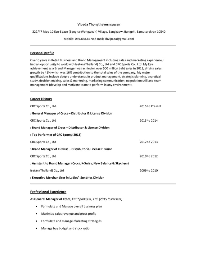 Vipada Thongthavornsuwan_CV update 2016 | PDF