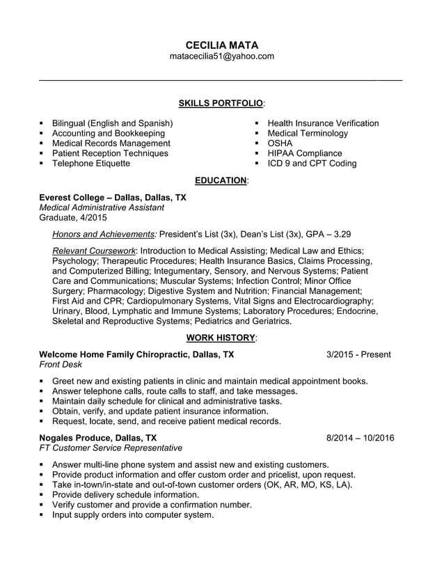 Cecilia Mata Resume - LinkedIn | PDF