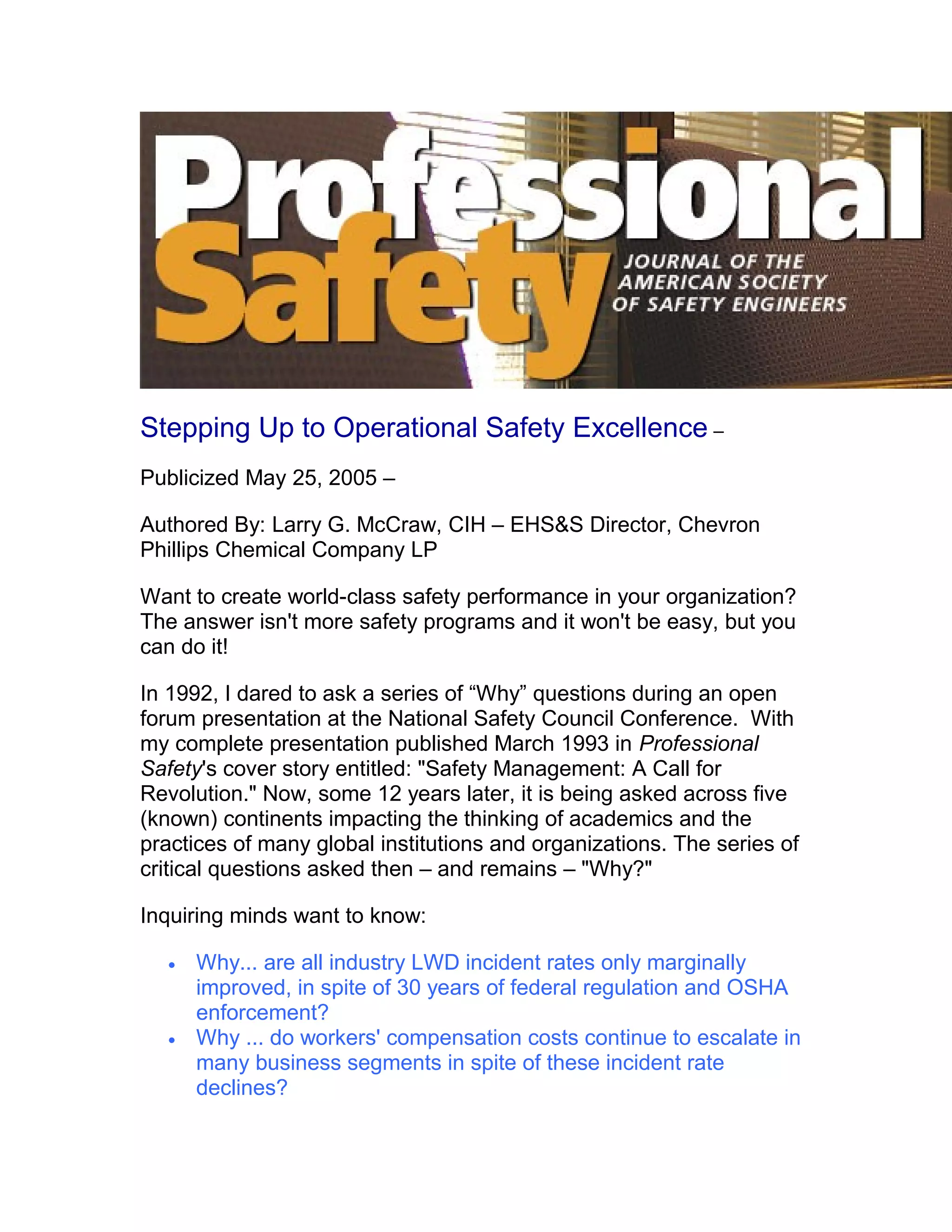 Stepping Up to Operational Safety Excellence | DOC