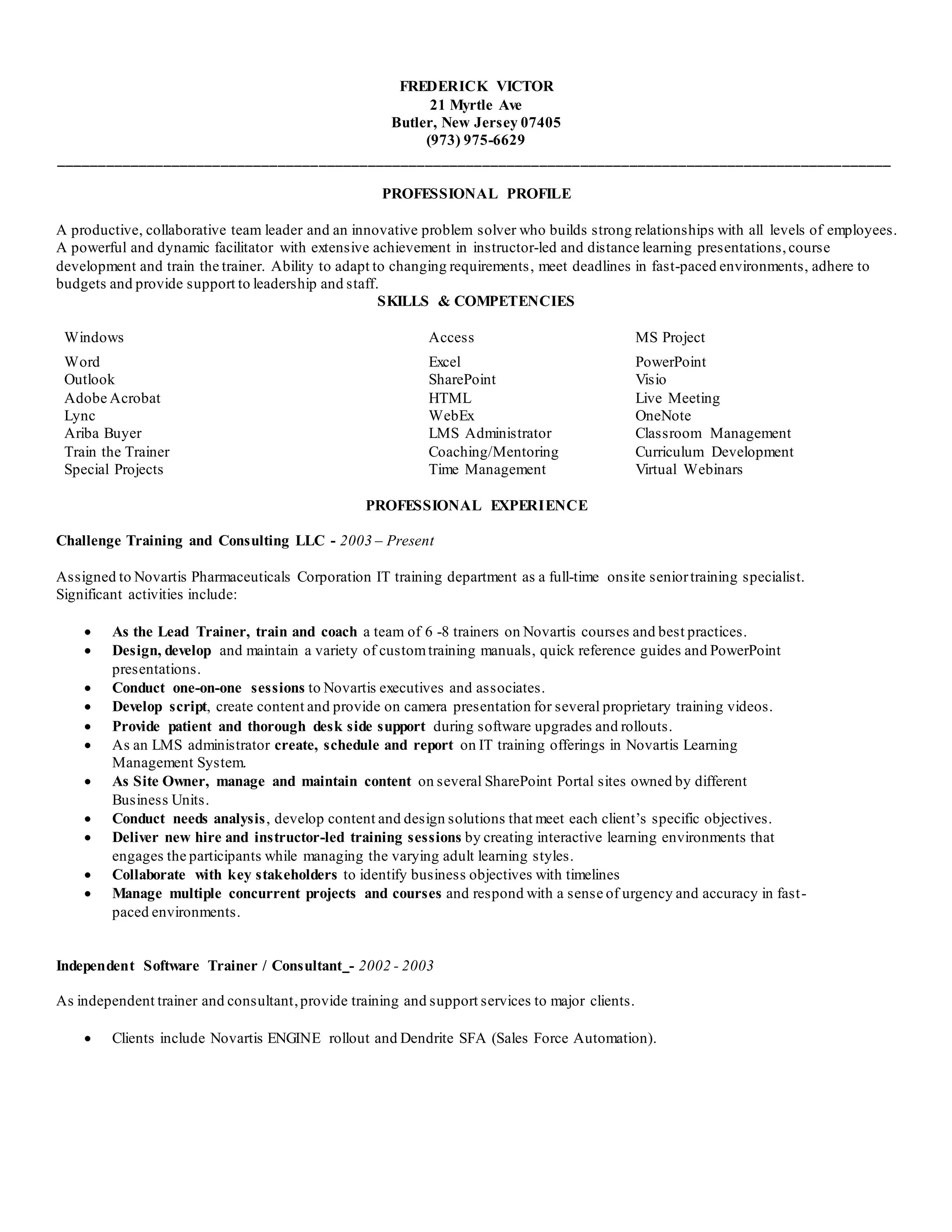 FREDERICK VICTOR Resume | DOCX | Business Administration | Business