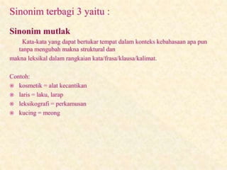synonim dan antonim materi presentasi anak sd kelas 5 | PPTX