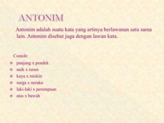 synonim dan antonim materi presentasi anak sd kelas 5 | PPTX