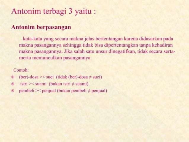 synonim dan antonim materi presentasi anak sd kelas 5 | PPTX