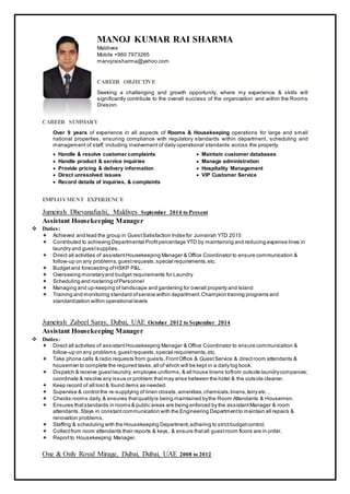 MANOJ KUMAR RAI SHARMA CV | DOCX