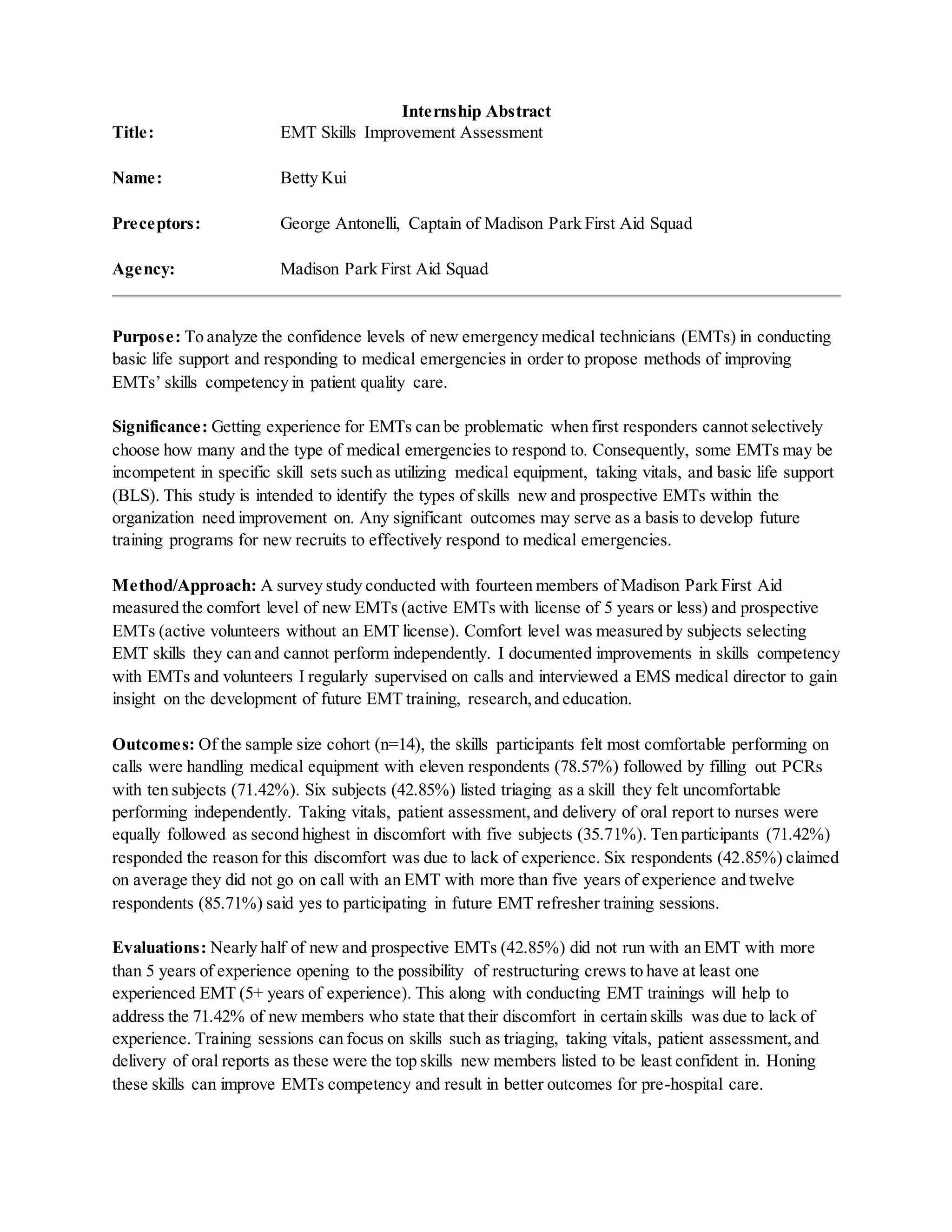 EMT Skills Improvement Assessment | DOCX