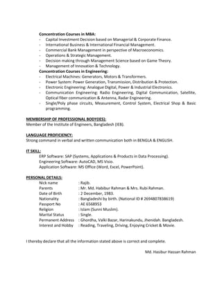CV of Md. Hasibur Hassan Rahman (L) | PDF