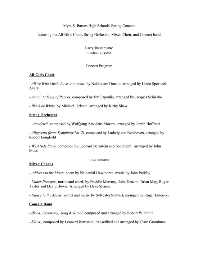 high school concert program | PDF