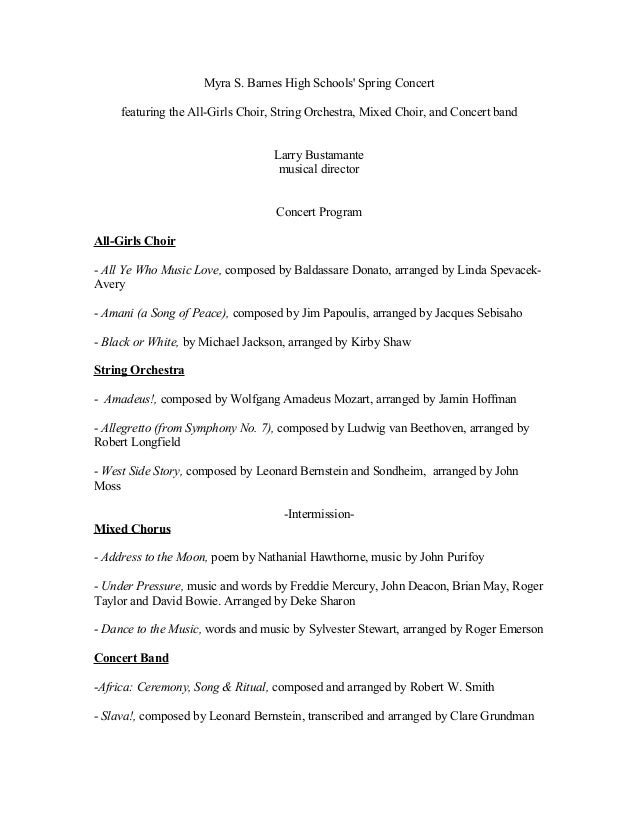 Sample Church Concert Programs