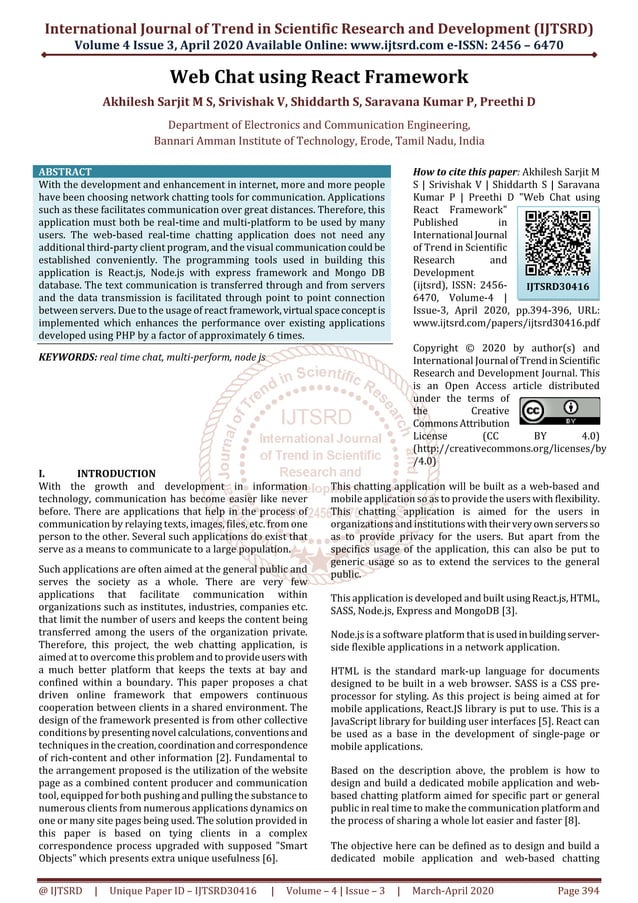 Web Chat using React Framework | PDF