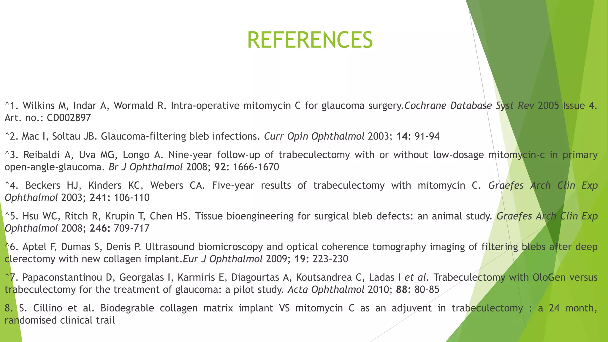 Ologen Implant-Replacing Mmc In Trabeculectomy | PPTX