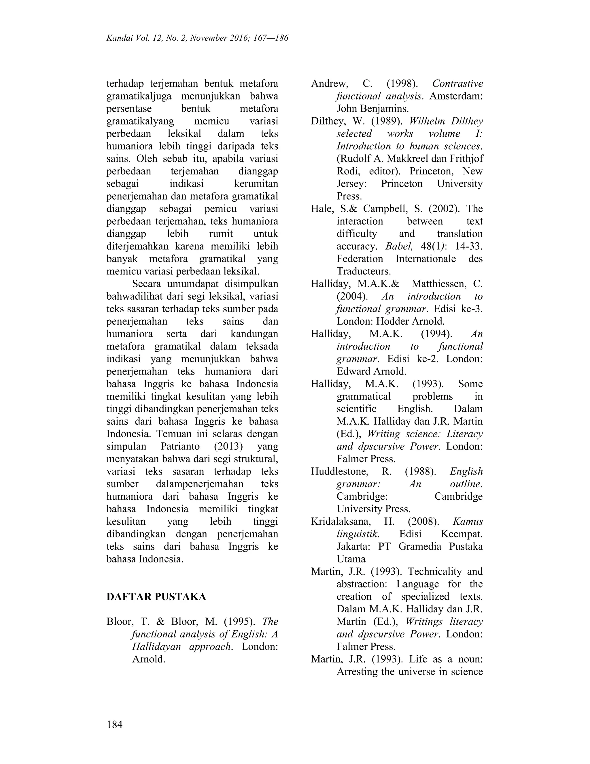 Penerjemahan Bentuk Metafora Gramatikal sebagai Indikator Kesulitan ...