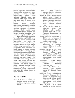 Penerjemahan Bentuk Metafora Gramatikal sebagai Indikator Kesulitan ...
