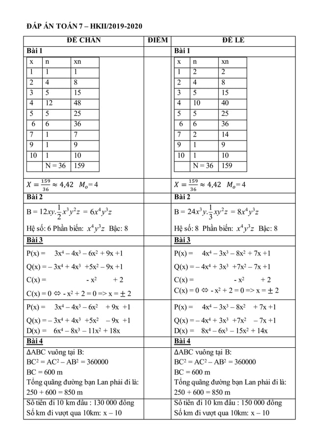 Đề Thi HK2 Toán 7 - THPT Lương Thế Vinh | DOCX | Science