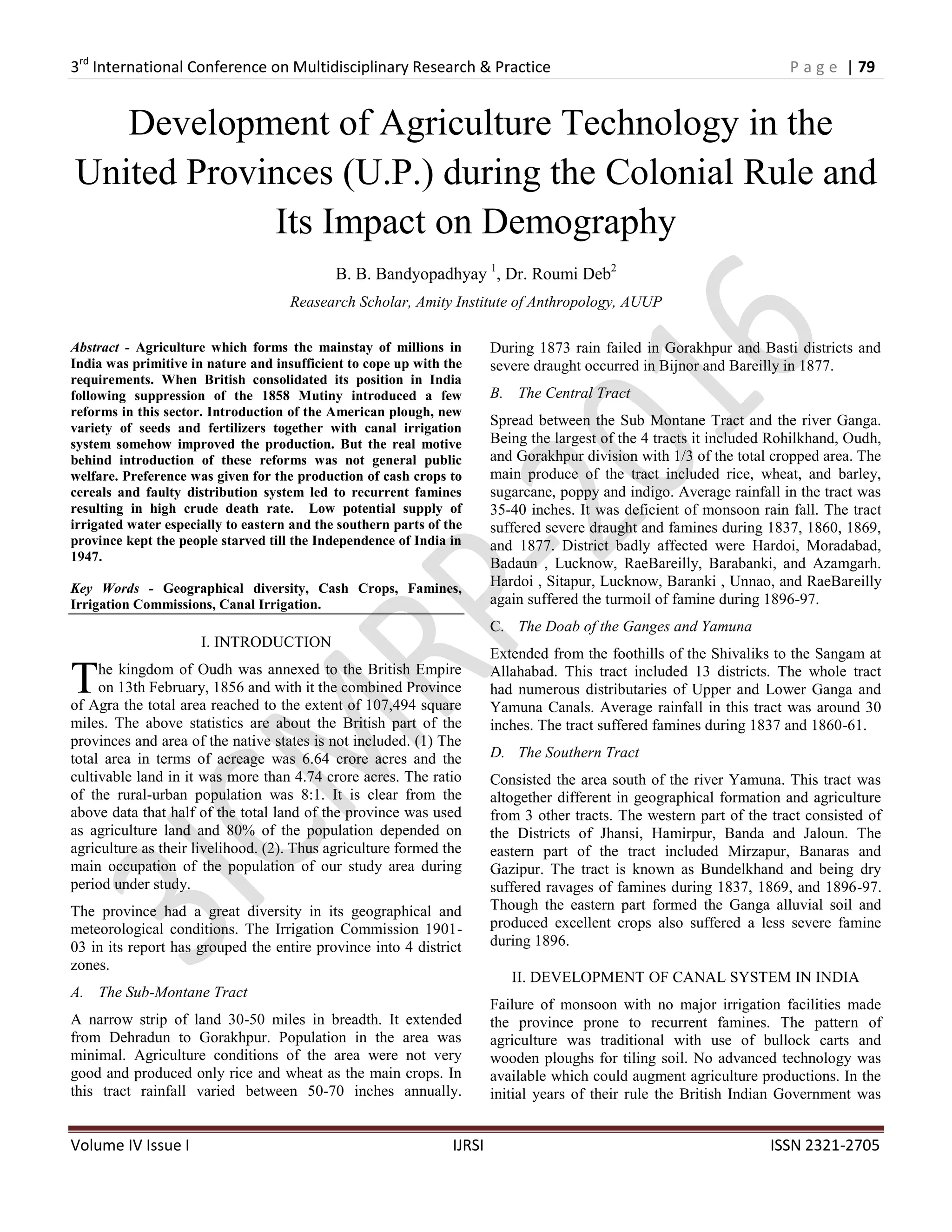 Development of Agriculture Technology in the United Provinces (U.P ...
