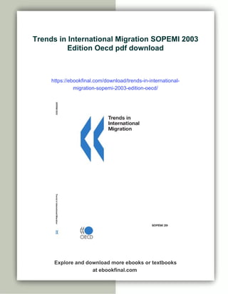 Trends in International Migration SOPEMI 2003 Edition Oecd | PDF