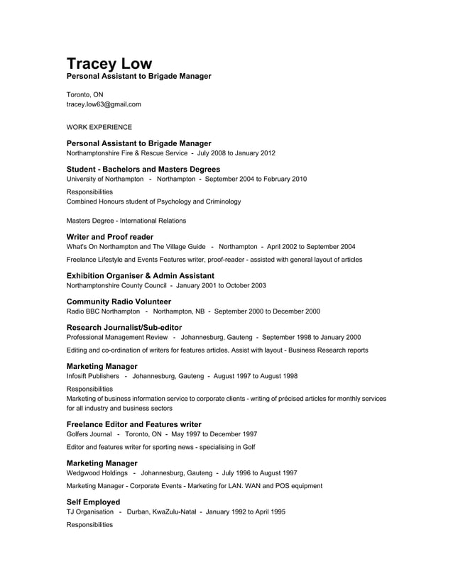 Tracey-Low CV 2016 | PDF